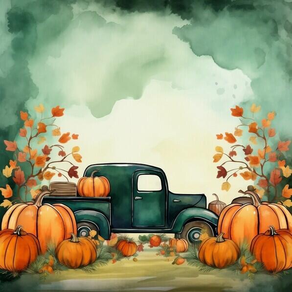 Download Rustic Autumnal Scene with Old Truck and Pumpkins Backgrounds ...