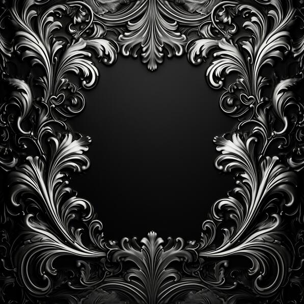 Download Elegant Ornate Frame on Black Background with Silver Ornaments ...