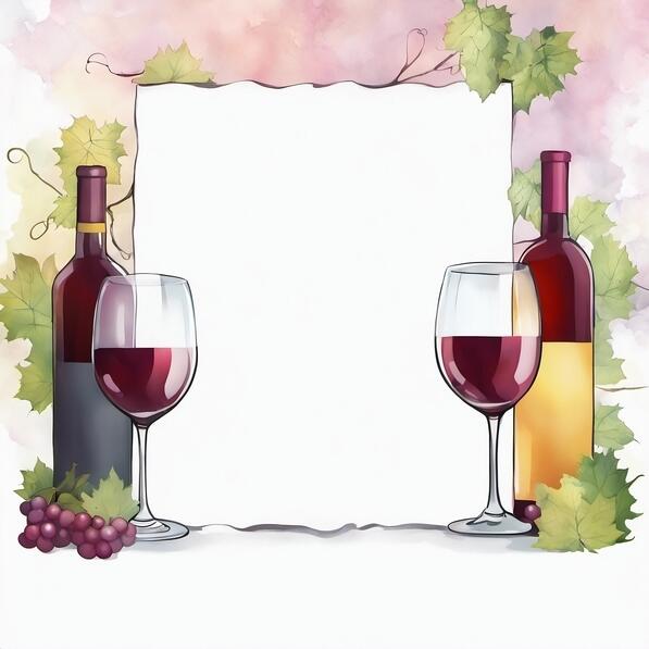 Download Watercolor Wine Background with Glasses and Blank Paper ...