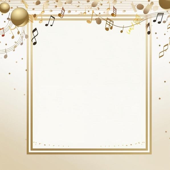 Download Elegant Gold Frame with Musical Notes and Balloons Backgrounds ...