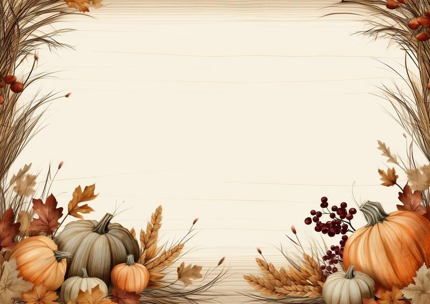 Download Autumn-themed Wooden Frame with Pumpkins and Leaves ...