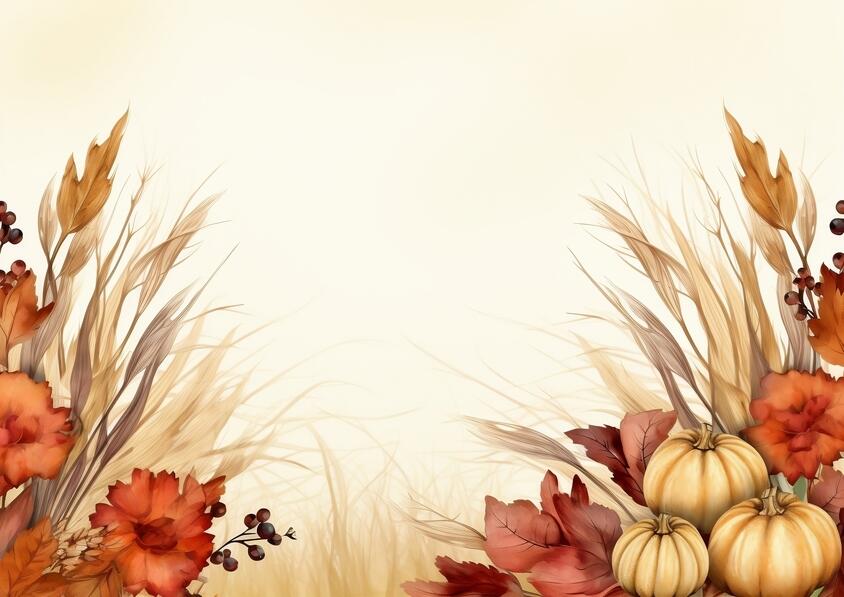 Download Autumn Fall Season Greeting Card with Pumpkins and Flowers ...