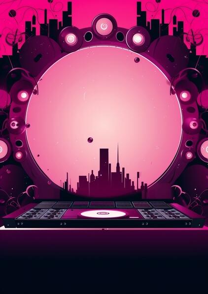 Download Abstract Cityscape with DJ Equipment on Pink Background ...