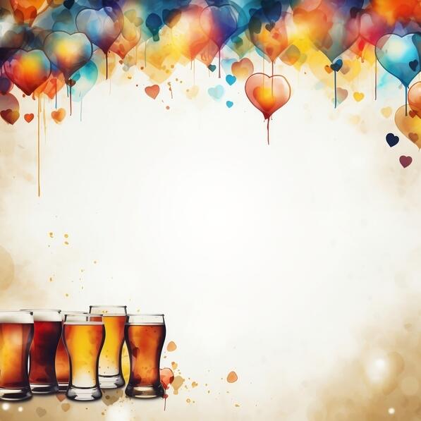 Download Colorful Party Background with Beer Glasses and Hearts ...