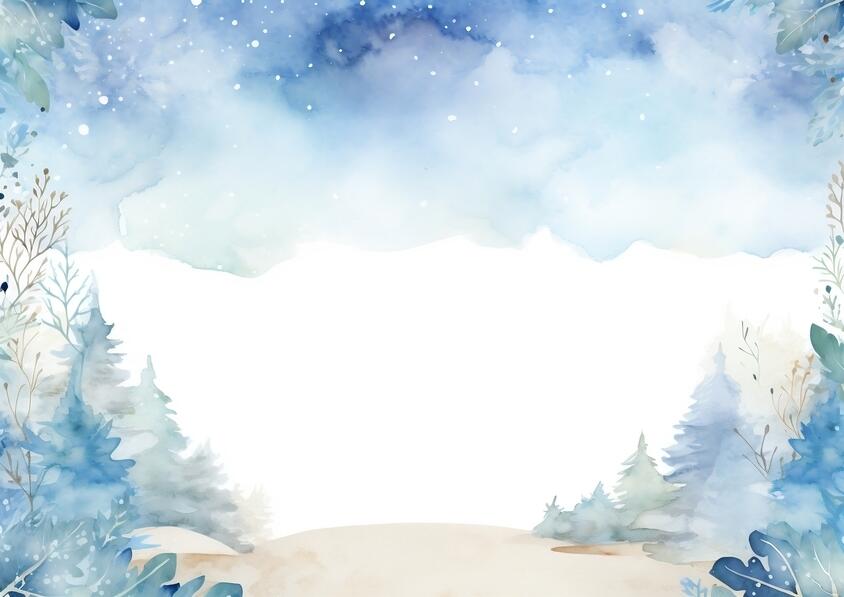 Download Winter Watercolor Background with Blue Trees and Snowy ...