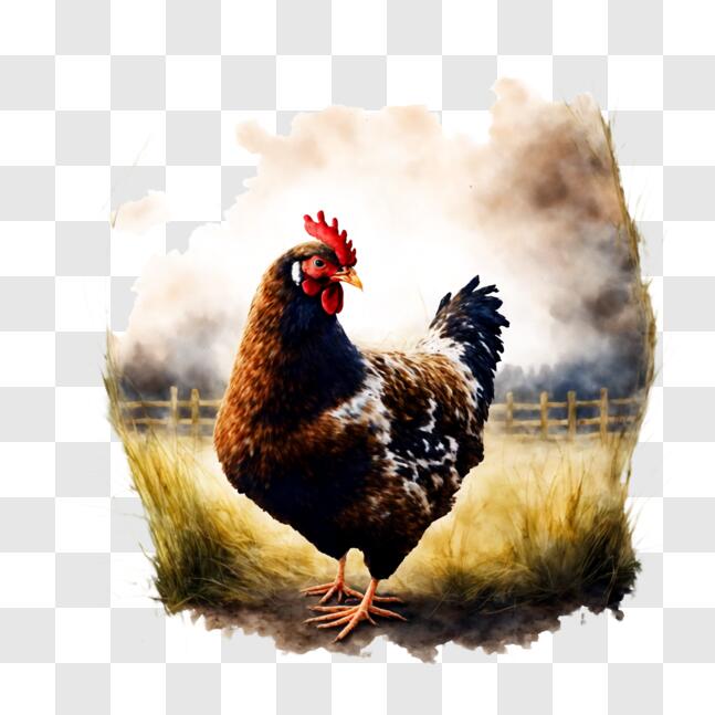 Download Free-Roaming Chicken in Open Field PNGs Online - Creative Fabrica
