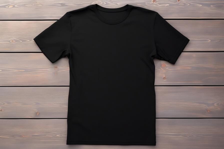 Download Empty Black T-Shirt on Wooden Background Mockups Online ...