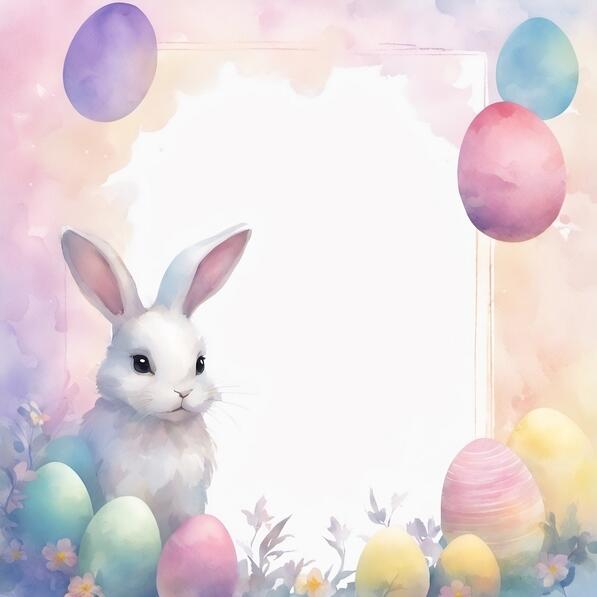 Download Watercolor Easter Background with Bunny and Colorful Eggs ...