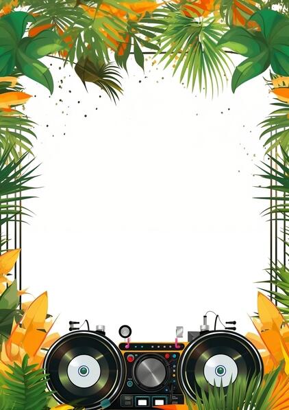 Download DJ Set Amongst Tropical Plants and Flowers Backgrounds Online ...