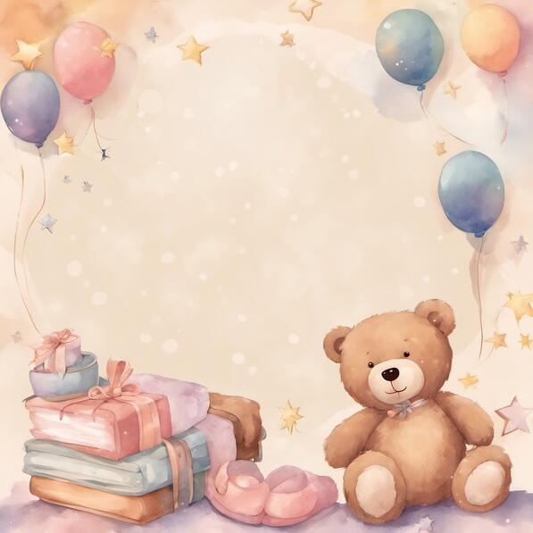 Descarga Fondo de baby shower de acuarela con osos de peluche y globos ...