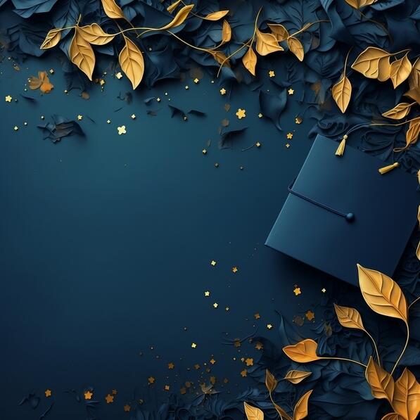 Download Graduation Cap with Golden Leaves on Black Background ...