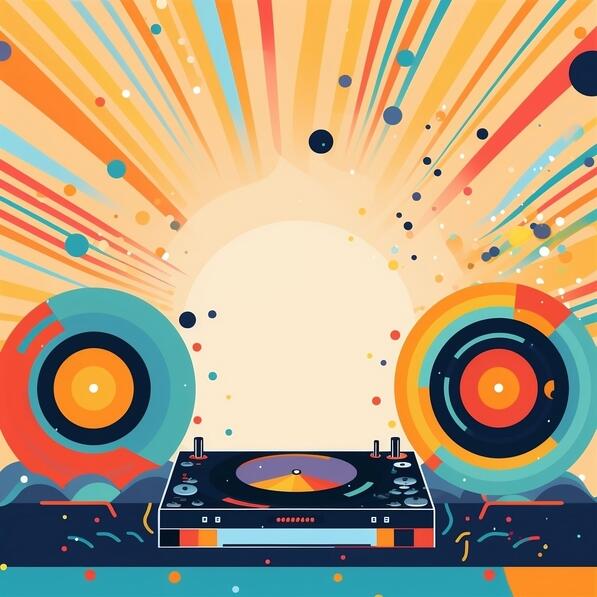 Download Colorful DJ setup with abstract background Backgrounds Online ...