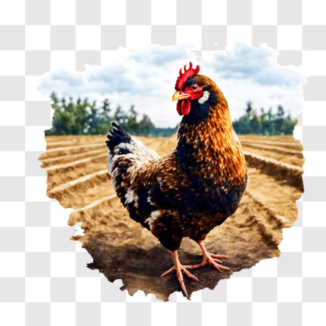 Download Free-roaming Chicken in a Field PNGs Online - Creative Fabrica