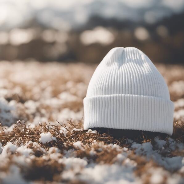 Download White Knitted Beanie Hat on Snow Mockups Online - Creative Fabrica
