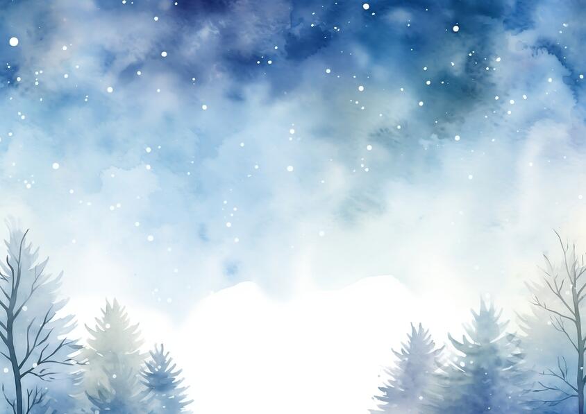 Download Snowy Trees in Winter Landscape Watercolor Painting ...