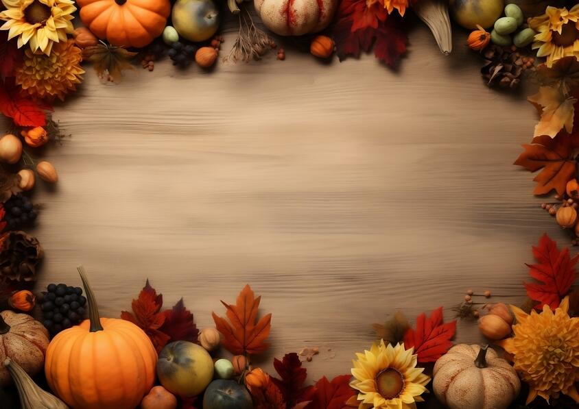Download Autumn Leaves and Pumpkins on a Wooden Frame Backgrounds ...