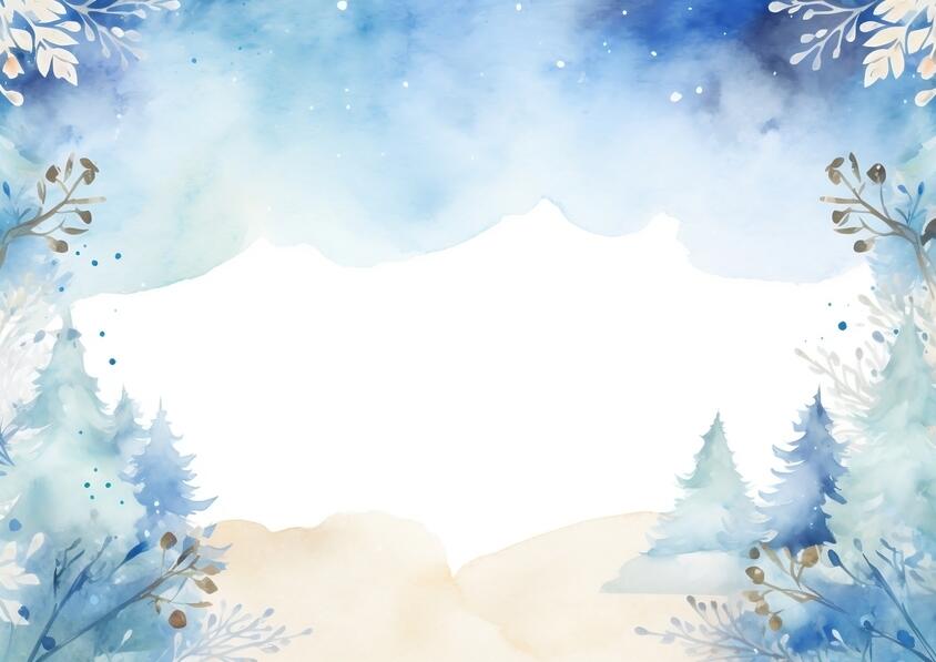 Download Winter Watercolor Background with Blue Trees and Snowy ...