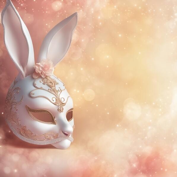 Download White Bunny Mask on Abstract Pink Background Backgrounds ...