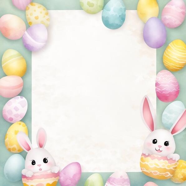 Download Colorful Easter Card with Bunny Rabbits and Eggs Backgrounds ...