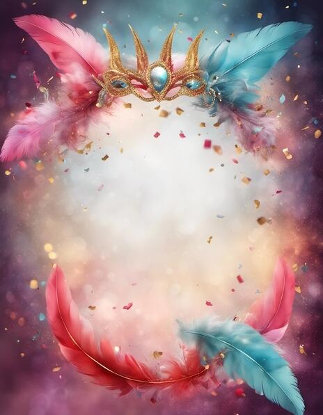 Download Colorful Party Frame with Feathers and Confetti Backgrounds ...