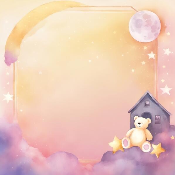 Download Watercolor Teddy Bear Background with Stars and Clouds ...