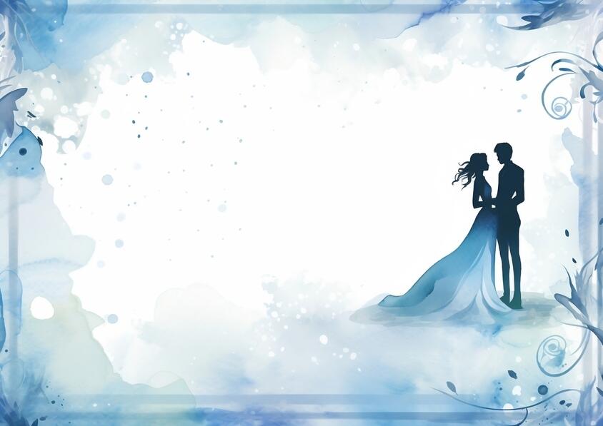 Download Engaged Couple Silhouettes with Watercolor Background ...