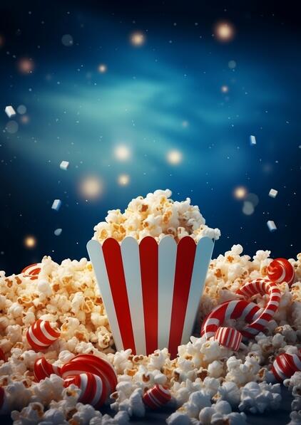 Download Popcorn and Candy Canes on Striped Paper Background ...