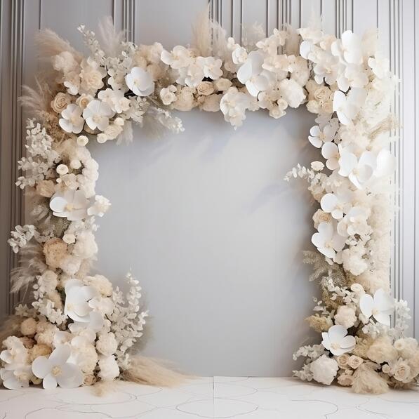 Download White Floral Frame for Weddings and Special Events Backgrounds ...