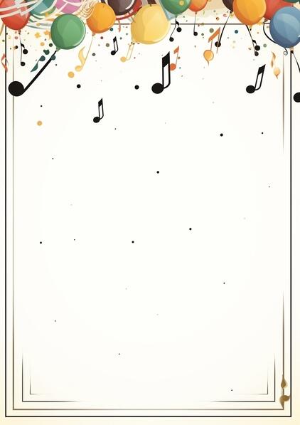 Descarga Marco de globos coloridos y notas musicales para invitaciones ...