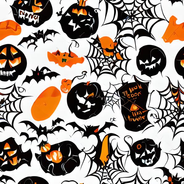 Download Halloween-themed seamless pattern with pumpkins and witches ...