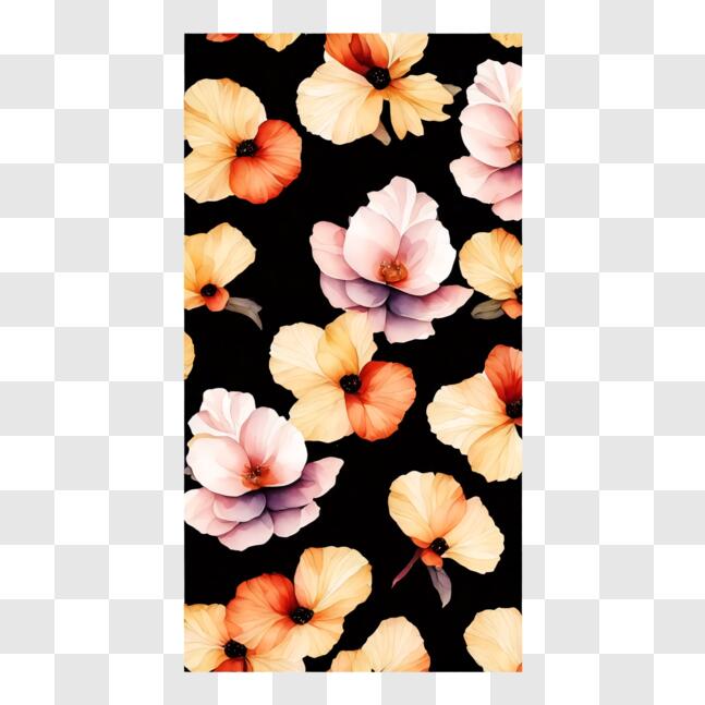 Download Floral Pattern Phone Case on Black Background PNGs Online ...