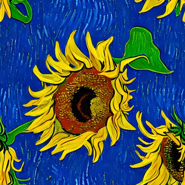 Download Vincent van Gogh inspired sunflower painting on blue ...