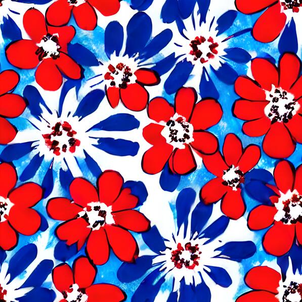 Download Red, Blue, and White Flower Seamless Pattern Patterns Online ...