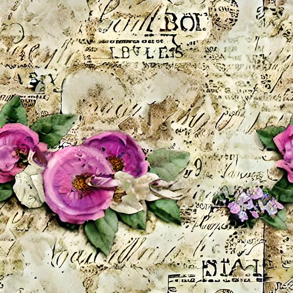 Download Floral Collage with Pink Roses and Vintage Paper Patterns ...