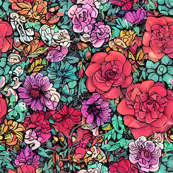 Download Colorful Flower and Leaf Doodle Pattern Patterns Online ...