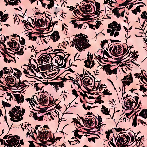 Download Seamless Black and Pink Rose Pattern on Pink Background ...