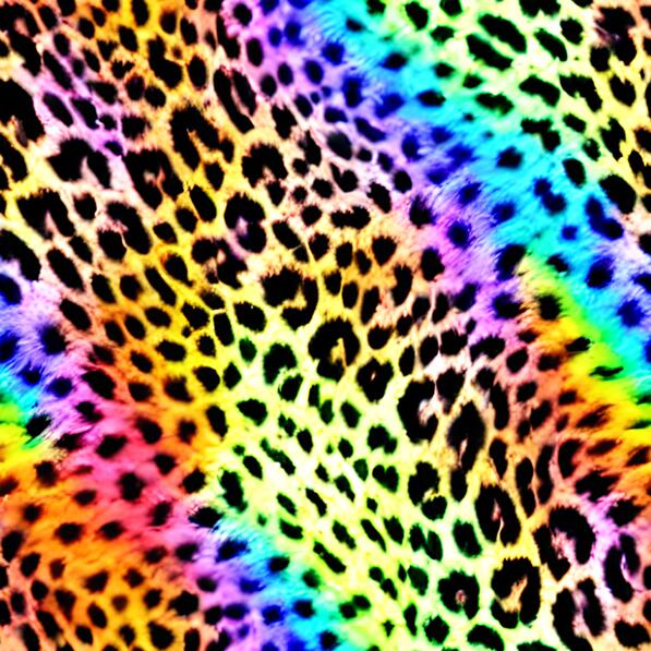 Download Colorful Leopard Print Fabric with Rainbow Stripes Background ...