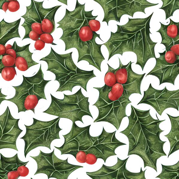 Download Seamless Holly Leaf and Red Berry Pattern on White Background ...