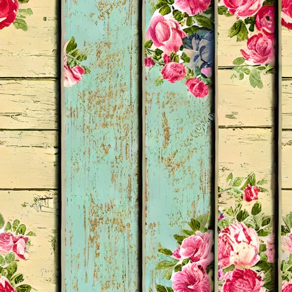 Download Rustic Floral Pattern Wooden Planks with Pink Roses Patterns ...