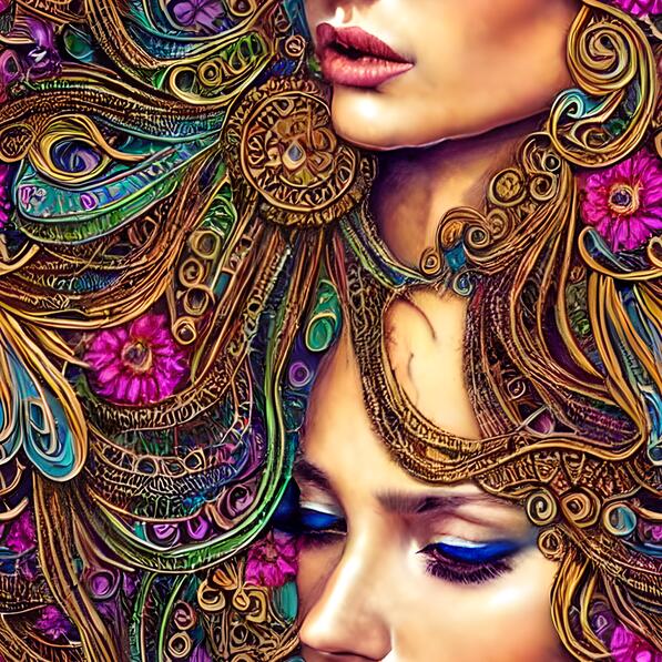 Download Colorful Hair Art Installation Depicting Femininity Patterns ...