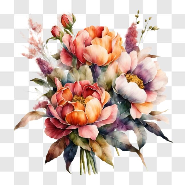 Download Colorful Watercolor Flower Bouquet PNGs Online - Creative Fabrica