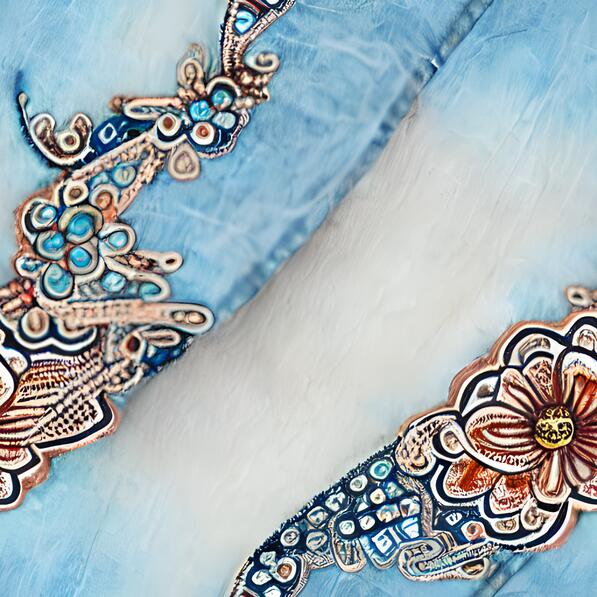 Download Blue Jeans with Floral Patterns and Embroidery Patterns Online ...