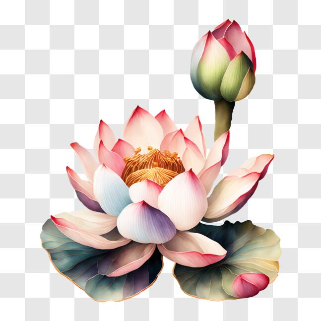 Download Pink Lotus Flower Floating in Water PNGs Online - Creative Fabrica