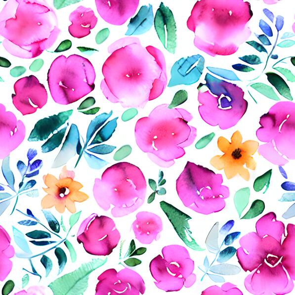 Download Seamless pattern of pink flowers and green leaves Patterns ...