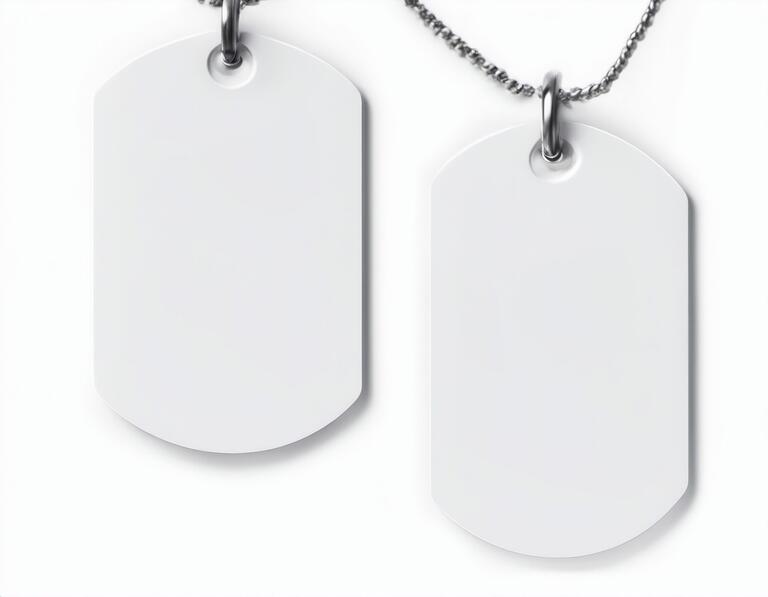 Download Two White Dog Tag Necklaces on a Chain Mockups Online ...