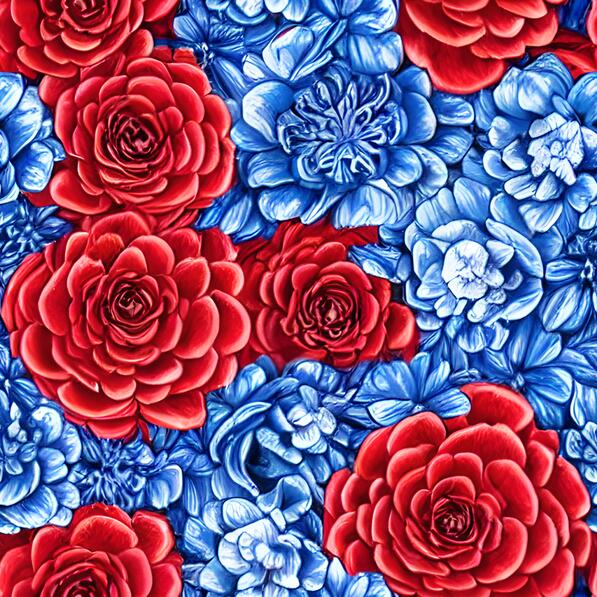 Download Seamless Pattern of Red, Blue, and White Roses Patterns Online ...