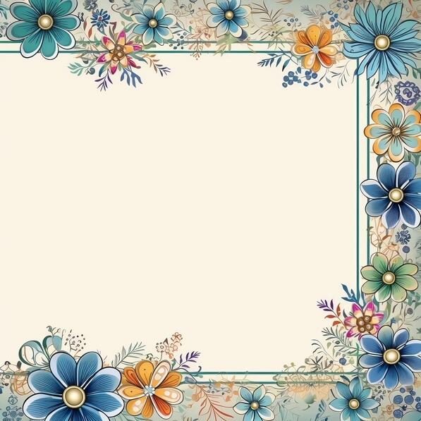 Descarga Marco floral con flores azules y amarillas Fondos En Línea ...