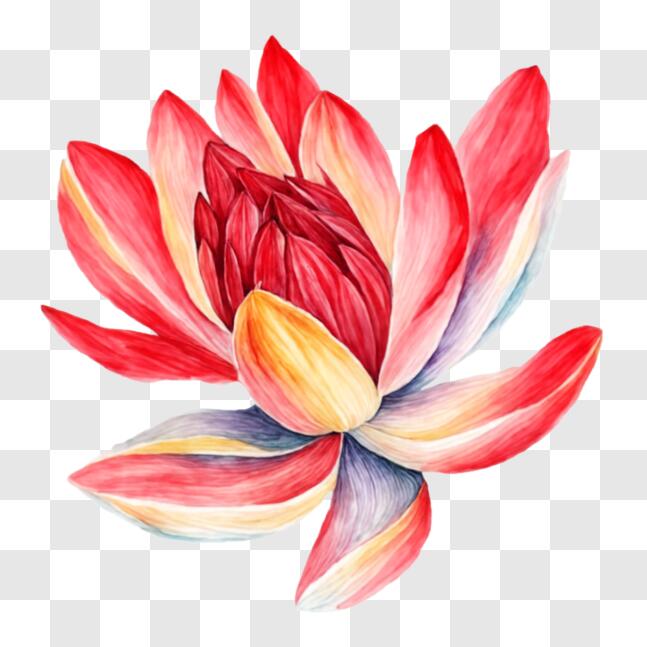 Download Red Lotus Flower Watercolor Painting PNGs Online - Creative ...