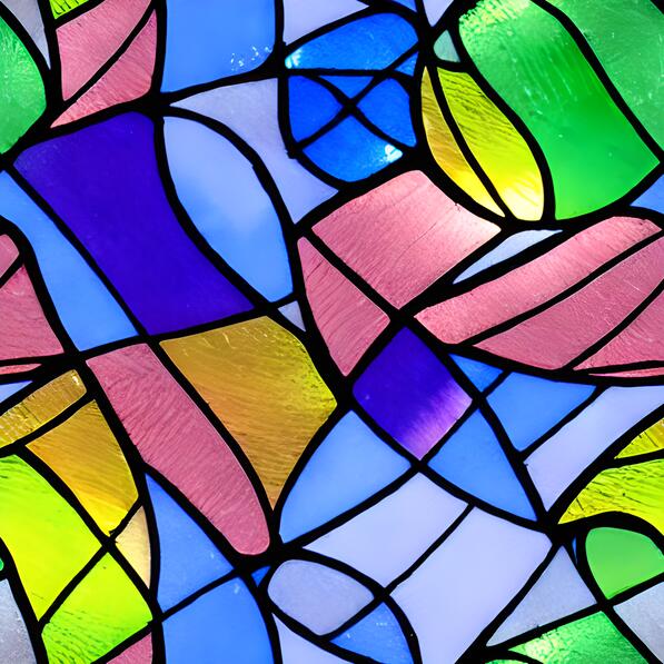 Download Colorful Stained Glass Window with Abstract Design Patterns ...