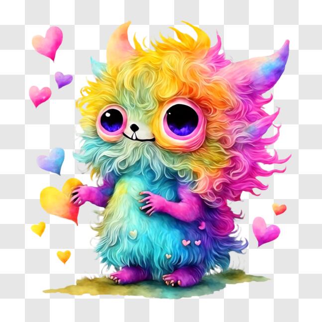 Download Colorful Monster Illustration with Hearts PNGs Online ...